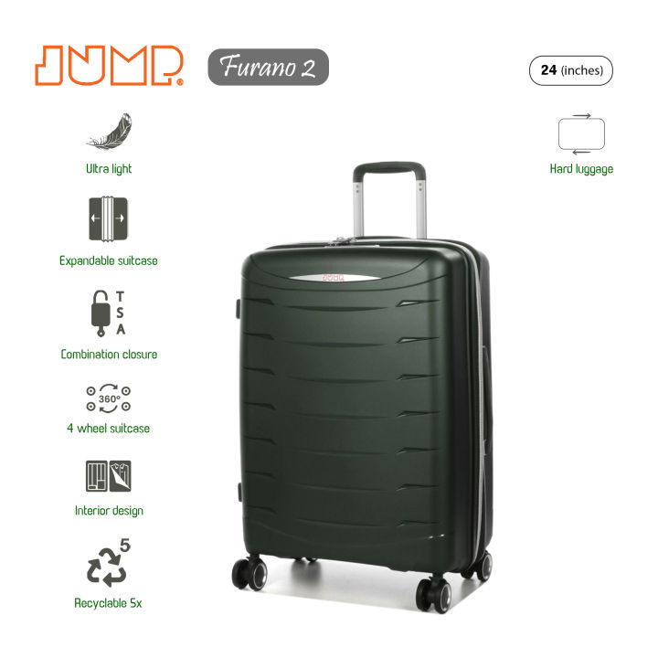 JUMP® Furano2 PP Expandable 24" Medium Suitcase Luggage Trolley, TSA ...
