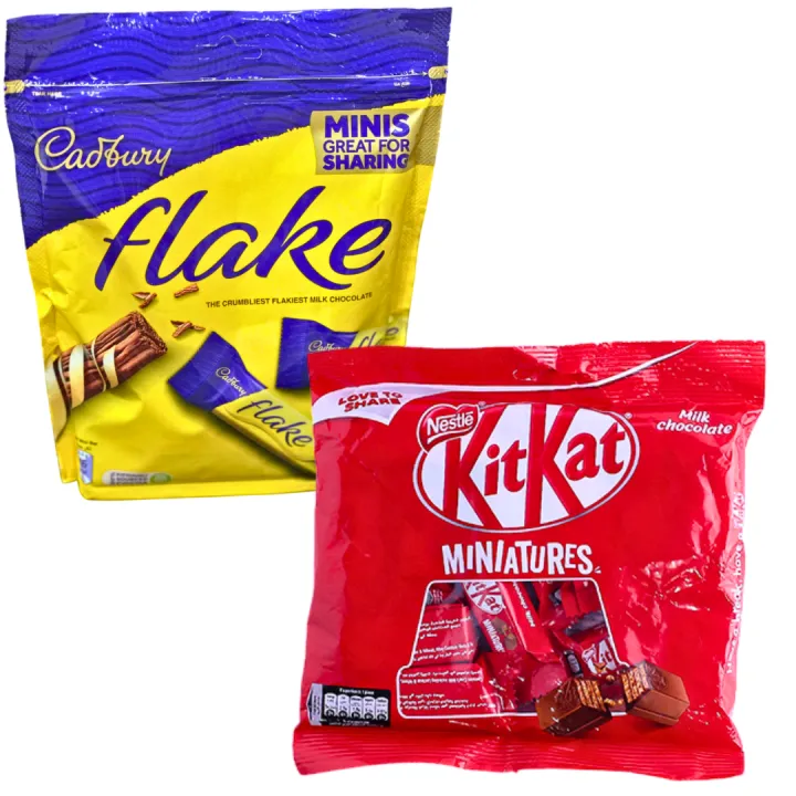 🍫 KitKat Miniatures 110g Pouch + Cadbury Flake Minis 159.5g Sharing ...