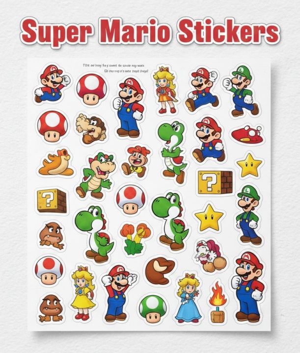 Super Mario Bros Game Stickers Pack for Laptop Phone DIY Stickers ...