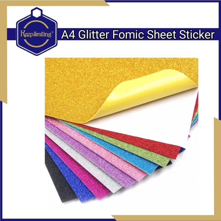 Keep Smiling Glitter Fomic Sheet Sticker Pack of 10 Multicolour Glitter ...