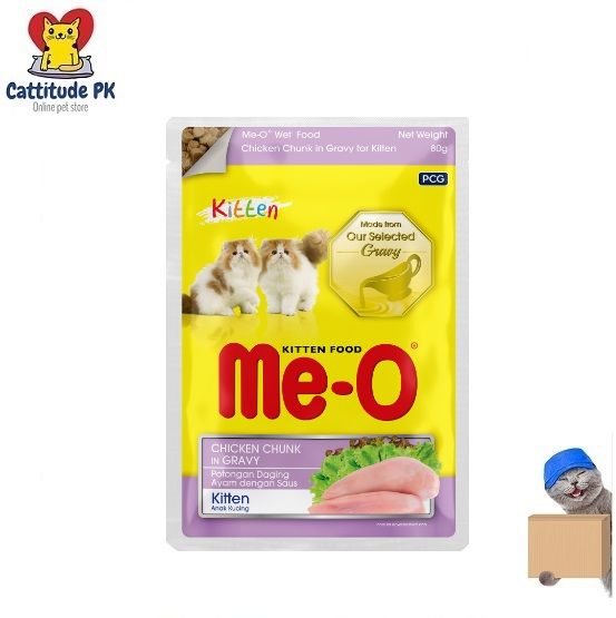 Me-O Kitten Wet Food Pouch With Chicken Chunk in Gravy - 80gm | Daraz.pk