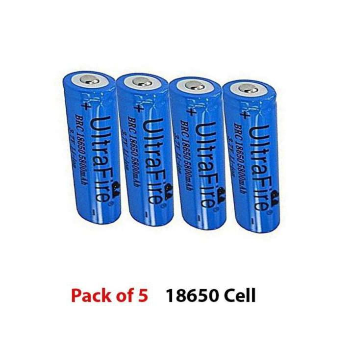 Pack of 5 - 18650 Battery - 3.7V - 5000Mah - Rechargeable Li-Ion 5 pcs ...