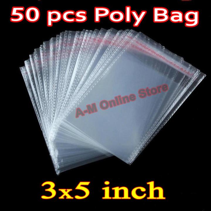 Bundle of 50 pcs 3x5 Transparent, small Plastic Bags, Self Adhesive ...