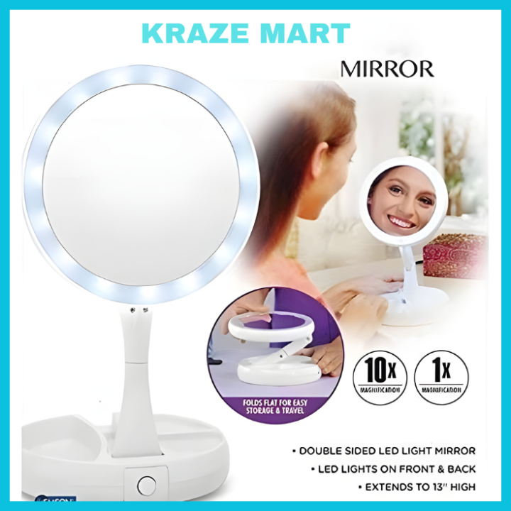 KRAZE MART LED 10X Magnification Lighted Makeup Mirror – Portable Touch ...