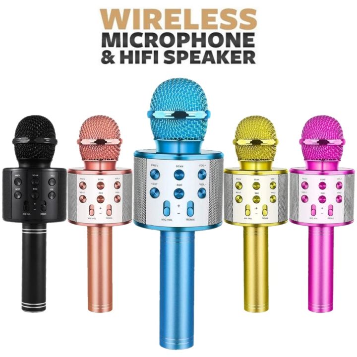 WS 858 Portable Rechargeable Wireless built-in Bluetooth Best Professional Microphone & HiFi ...
