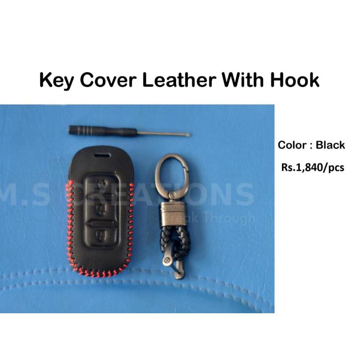 Car Key Cover leather Pouch for Keys with Hanging Hooks in black Colors ...