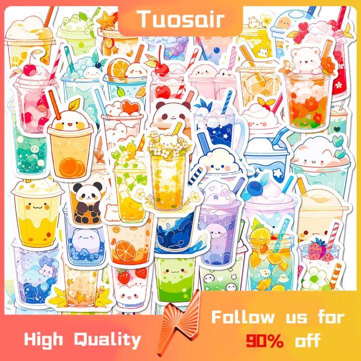 Cute Bubble Tea Stickers 50pcs Bubble Milk Tea Sticker Set Waterproof ...