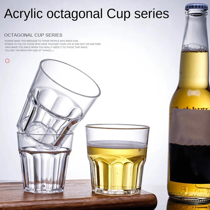 Acrylic Whiskey Cups Unbreakable Transparent Beer Cup Plastic Coffee ...