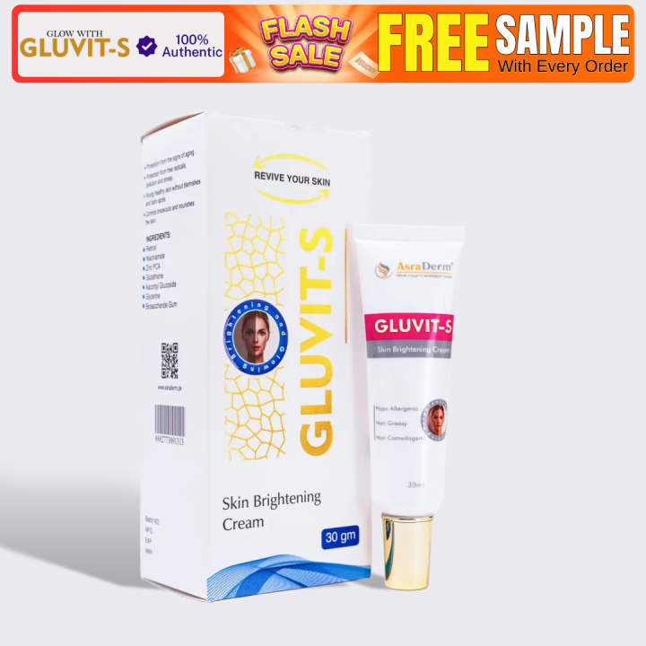 Gluvit-S Glutathione Skin Brightening Cream 30gm - For Men & Women ...