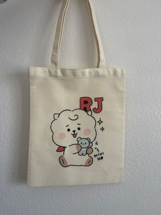 KPOP BTS BT21 RJ TATA tote bag| Hand painted tote bag| Trendy Hand ...