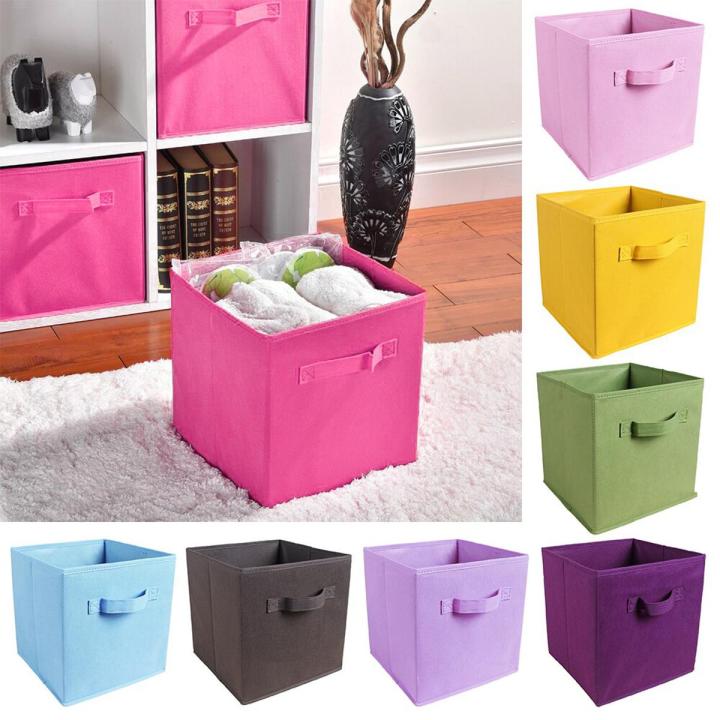 Foldable Storage Cubes Box Basket Organizer Container with Handles ...