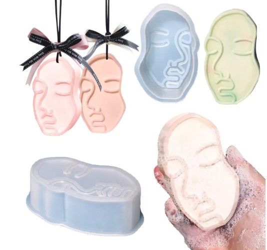 Human Face Shape Candle Silicone Mask Mold Soap Plaster Aromatherapy ...