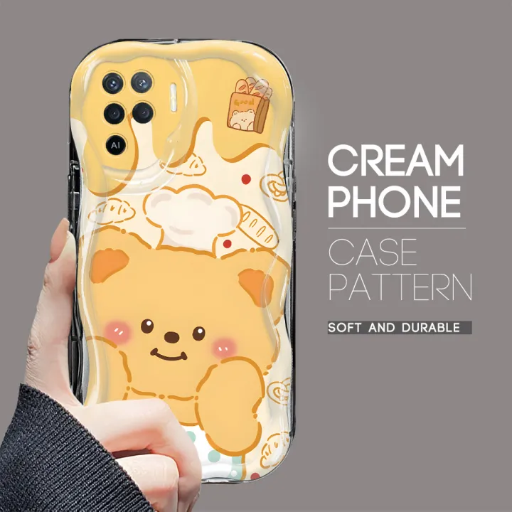 YYDS for OPPO F19 Pro A94 Back Cover Cartoon Honey Bear Case Cream ...