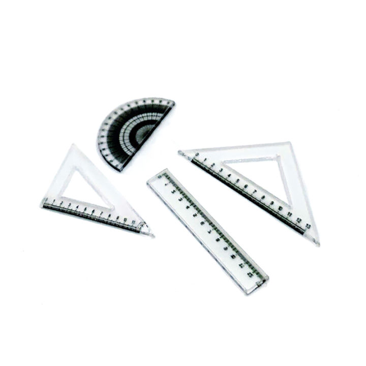 4Pcs 1:12 Dollhouse Miniature Ruler Protractor Triangle Ruler ...