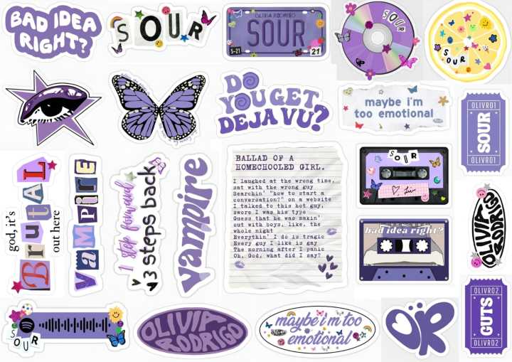 25 or 40 pcs Olivia Rodrigo inspired aesthetic stickers pack | pop ...