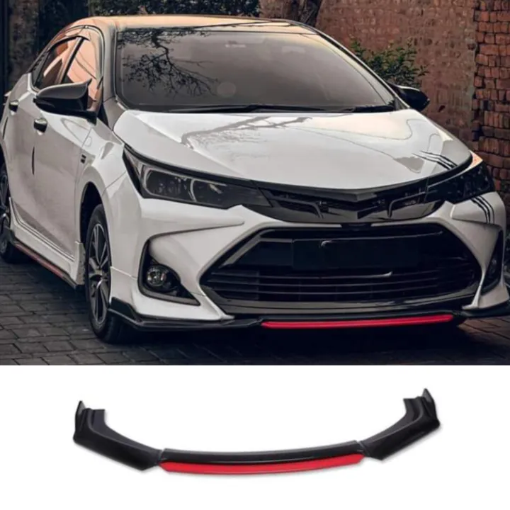 Toyota Corolla Front Splitter | Front Canard – Red & Black 4 Pieces ...