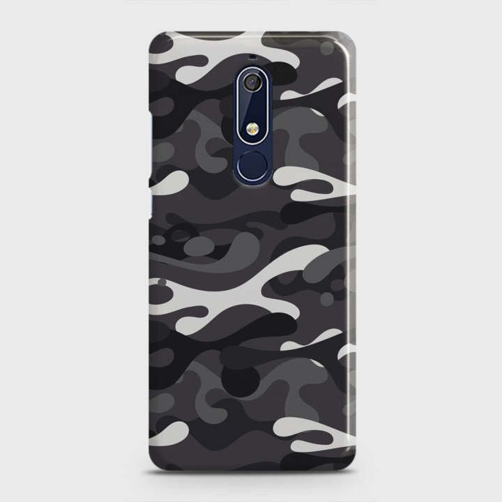 Nokia_ 5.1 Cover - Camo Series - White & Grey Design - Matte Finish ...