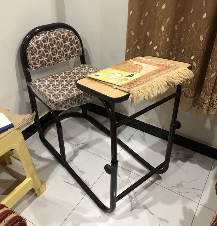 Soft Seated Foam Back Support Namaz & Prayer Chair Wooden Sajda Chair ...