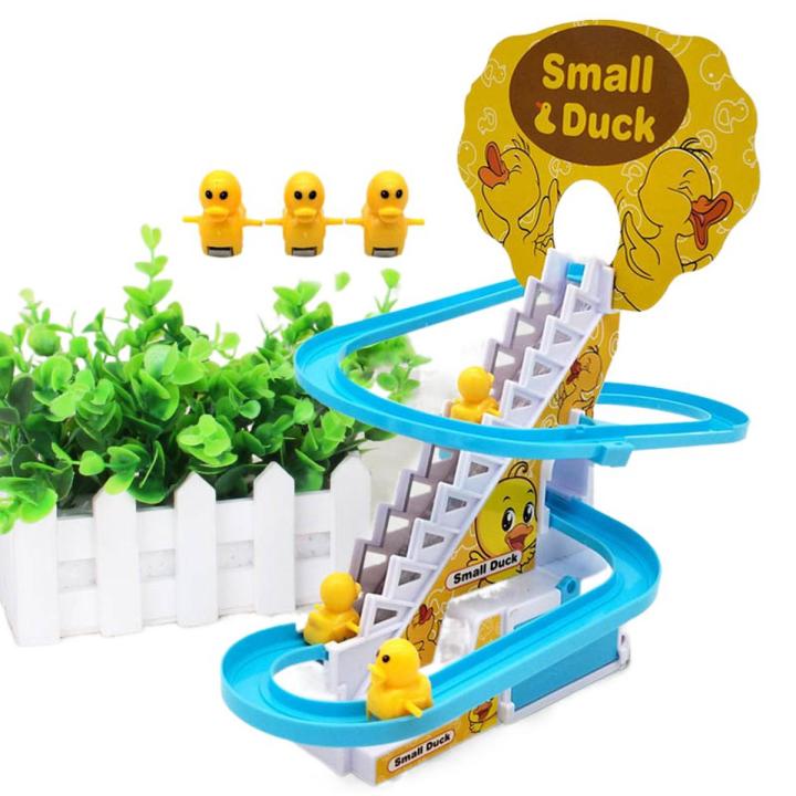 Cute Musical Duck Climbing Stairs Toy Track With 3 Ducks Battery ...