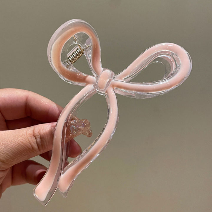 Simple Multicolour Versatile Hollow Streamer Bow Plastic Hair Claw ...