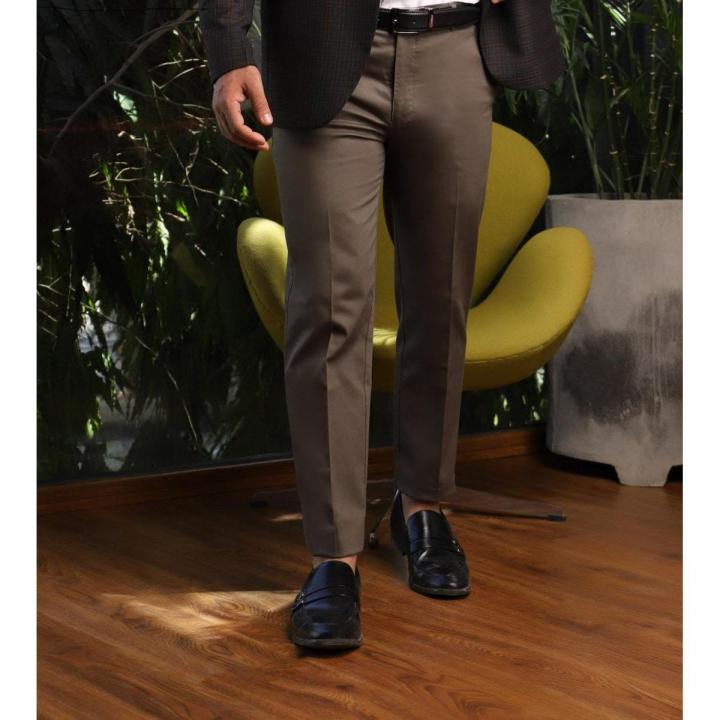 Califord Cotton - Wrinkle Free (402-21/Dark Brown) Formal Pant For Men ...