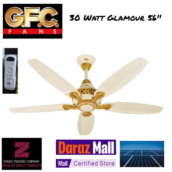 GFC Fan Ceiling 56" Glamour Model 5 Blades Offwhite Light Wood Color pure Copper Wire | Daraz.pk