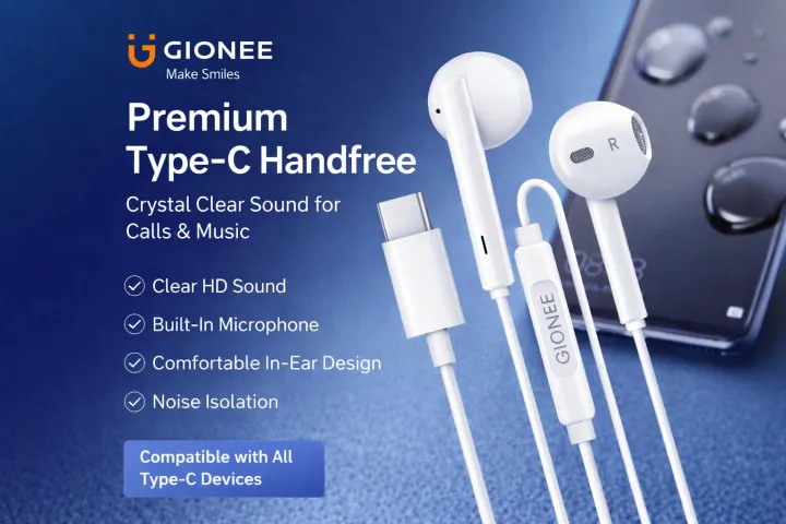 Gionee Premium Type-C Handfree | Crystal Clear Sound | Built-in Mic ...