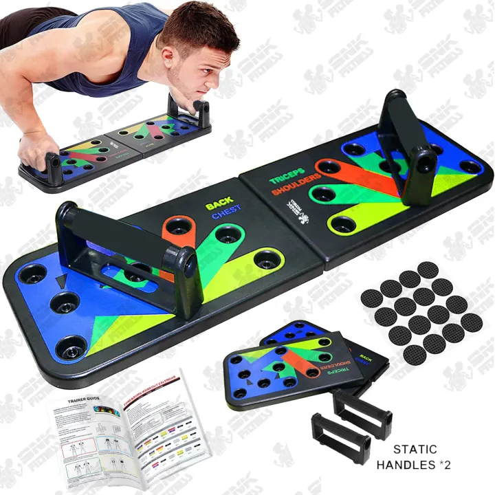 14-in-1 Foldable Push Up Board with Resistance Bands – Portable Push Up ...