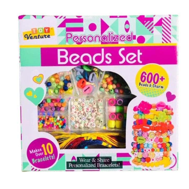 600+ Colorful Beads Craft Kit for Girls – Alphabet Charms & Elastic ...