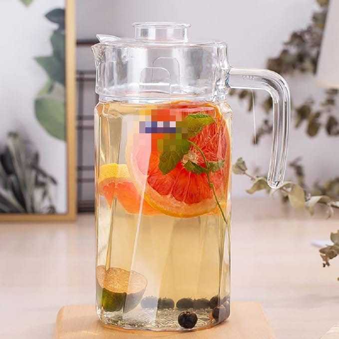 Delisoga Glass Water Jug with Lid, 1.7 Litre Transparent (Crystal Clear ...