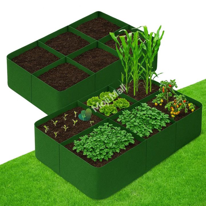 Kiyari Grow Bag 2x3 foot in green color - 6 Grid in grow bag (24x36x12 ...