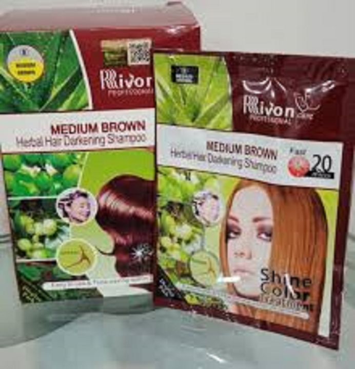 Box of 12 Satchy MEDIUM BROWN RIVON Coloring Herbal Shampoo 30ml each ...