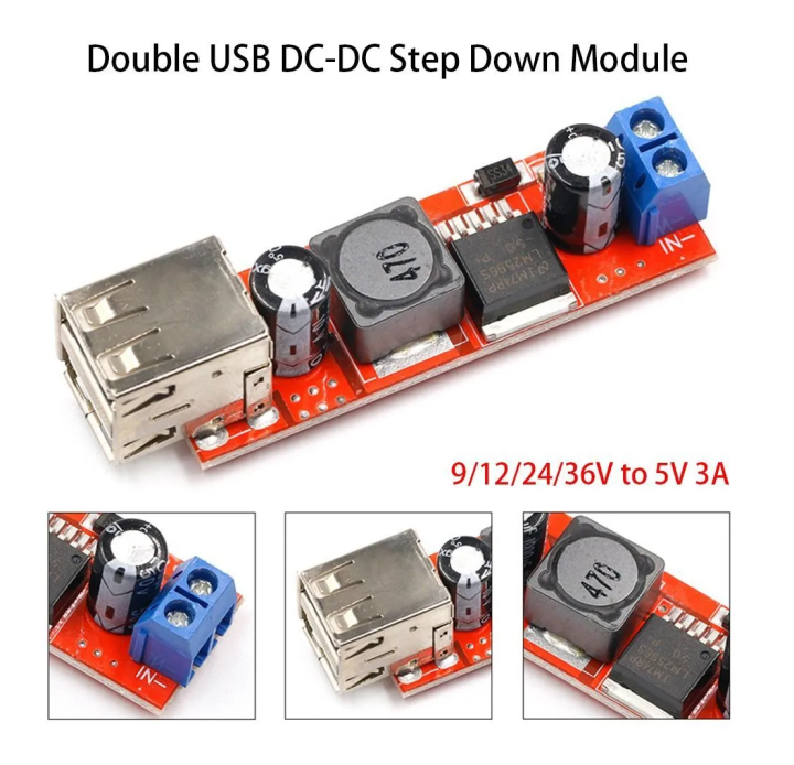 DC 6V-37V To 5V 3A Double USB LM2596 Car Mobile Charger Module DC-DC ...