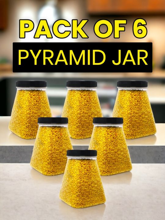 PACK OF 6 PCS PYRAMID JAR for Kitchen STORAGE JARS SET PURE PLASTIC ...