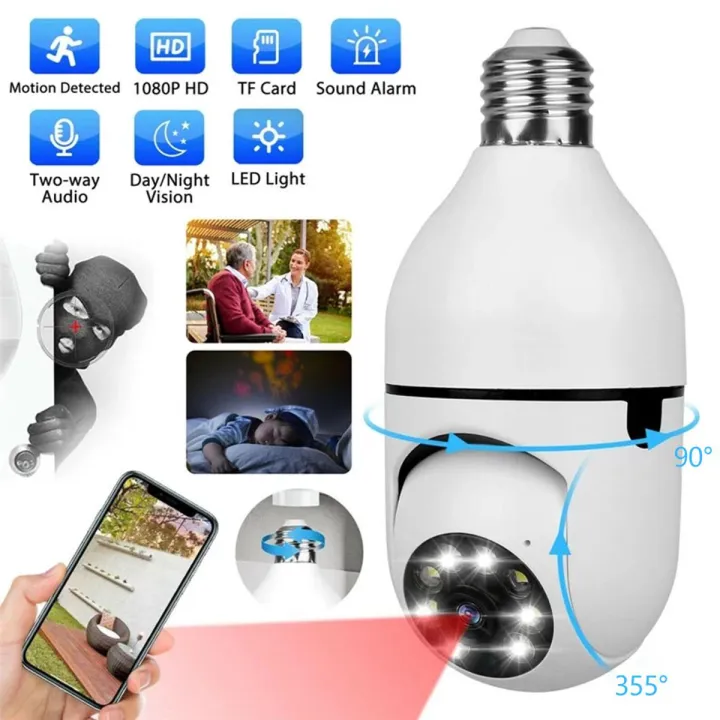 Motorno1 360 Rotate Auto Tracking Panoramic Camera Light Bulb Wireless ...