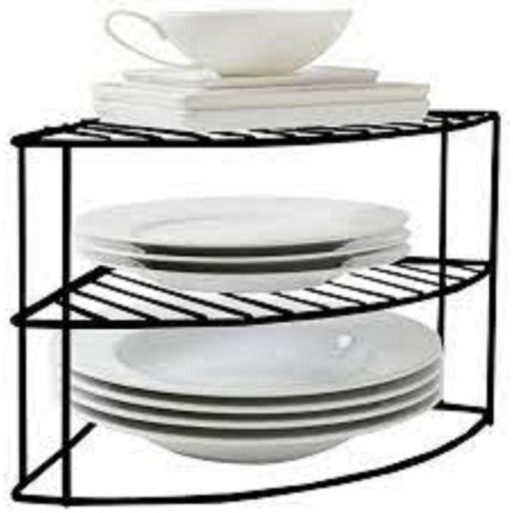 Corner Shelf Plate Rack - 3 Tier Kitchen Cabinet Organiser - black ...