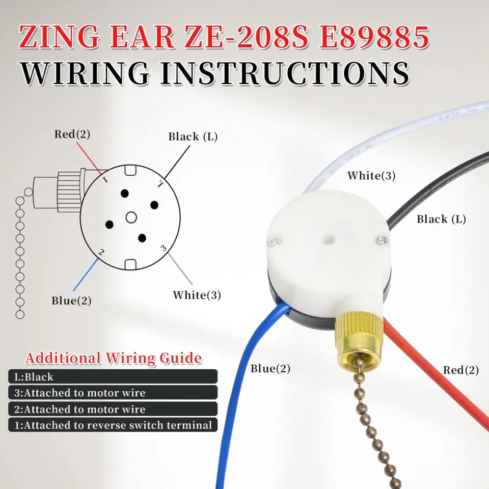 Zing Ear E89885 Wiring Diagram Zing Ear ZE 268S2 3 Speed Ceiling Fan