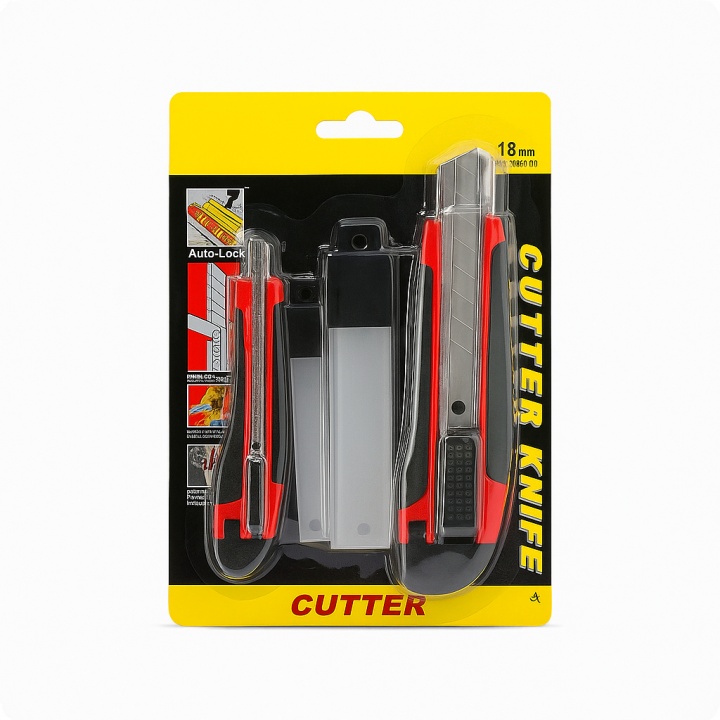 Heavy-Duty Cutter Knife Set – Auto-Lock | 18mm Blades | Multi-Size ...