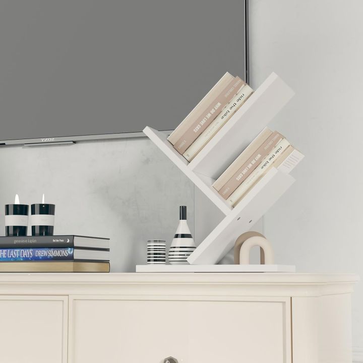 3-Tier Tree Shaped Tabletop Bookshelf – Small Wooden Book Rack ...