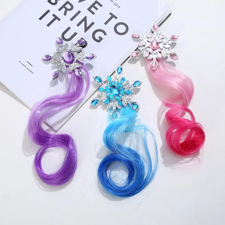 Rainbow Snowflake Wig Charming Twist Colorful Hairpin Extension Braided ...