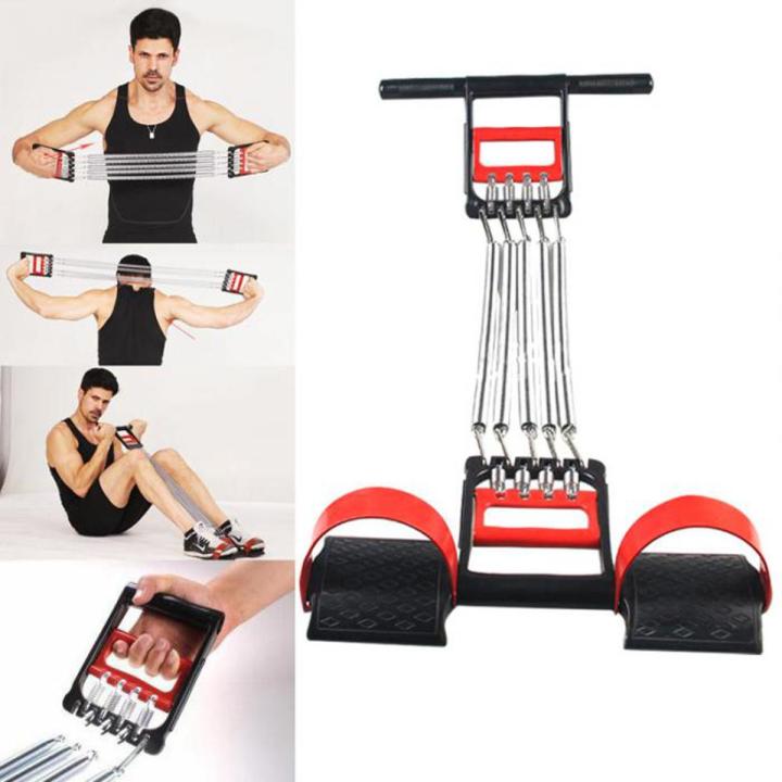 Chest Expander with 5 Metal Springs , Chest and Arm Training Tool for ...