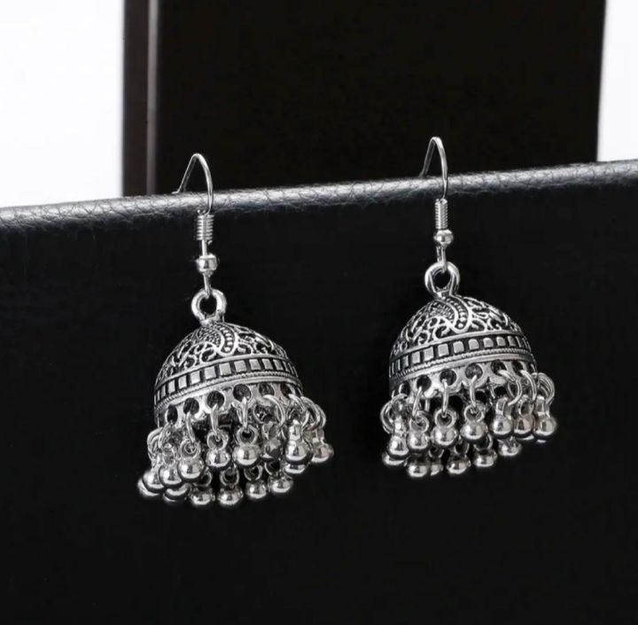 Silver/Golden Color Small Jhumka Earrings | Daraz.pk