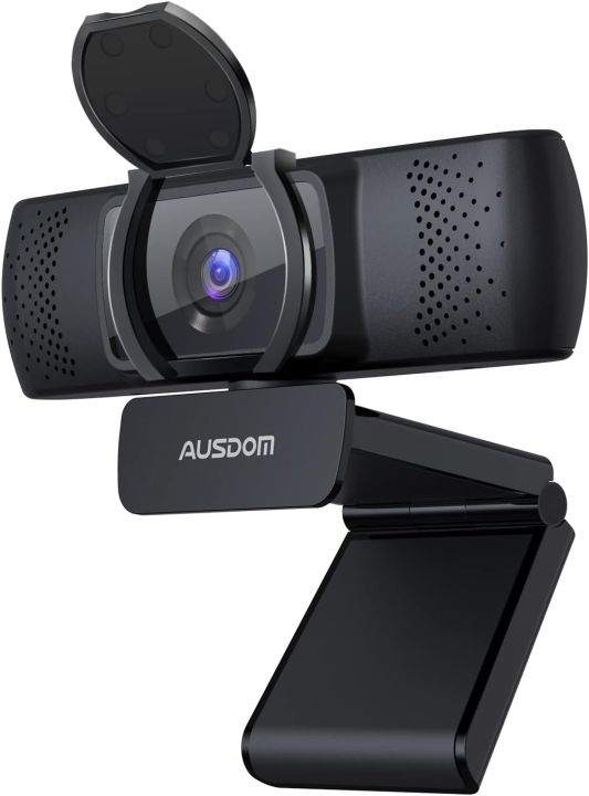 AUSDOM Webcam, Autofocus Webcam with Microphone, Privacy Cover, Plug ...