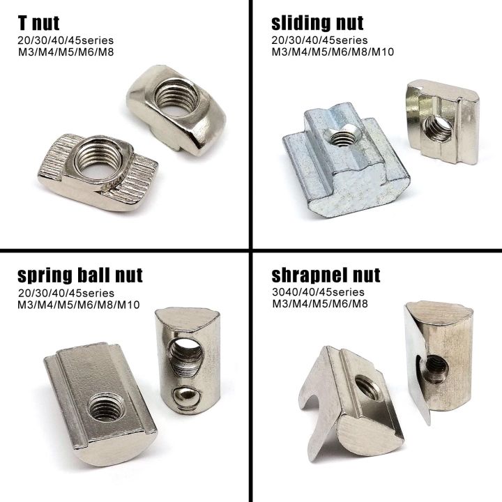 5pc M3 M4 M5 M6 M8 M10 T Shape Block Sliding Nut Drop In Spring ...