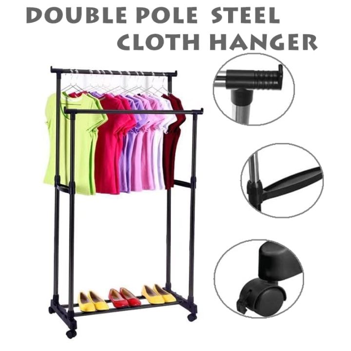 Clothes Hanging Stand - Double Pole Clothes Organizer - Cloth Dyring ...