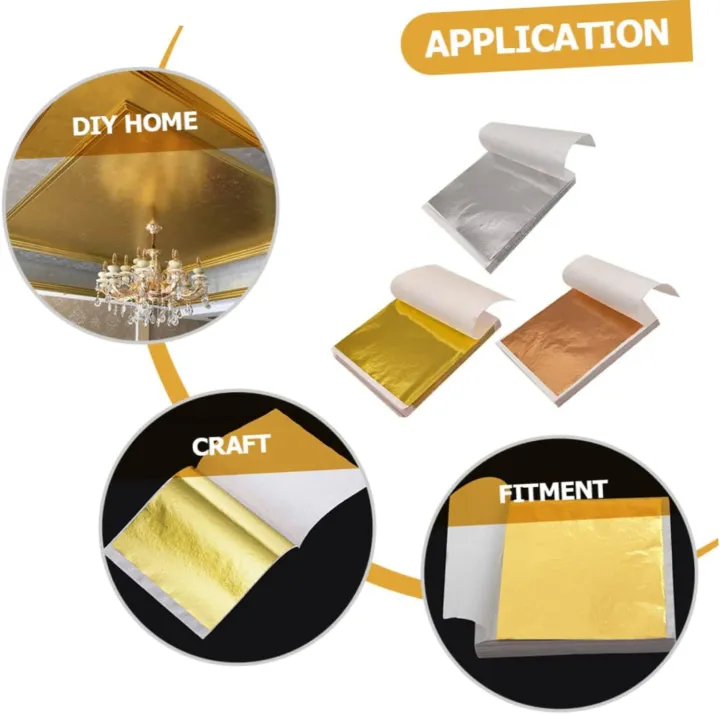 SR Traders - 100/25 Sheets - Gold Foil Leaf 5.5 x 5.5 Inches for DIYs ...