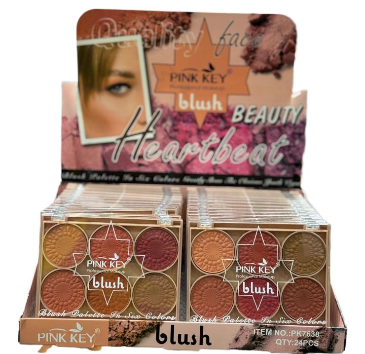 Pink Key Beauty Heartbeat Professional 6 Color Blusher Makeup Kit ...