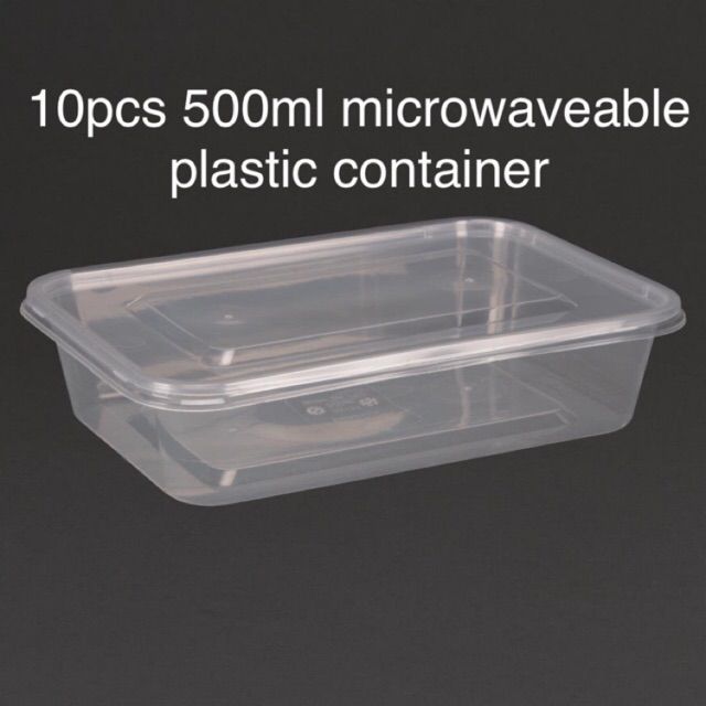 500 ML - Pack of 10 pcs Microwave Disposable FBA Free Plastic Box ...