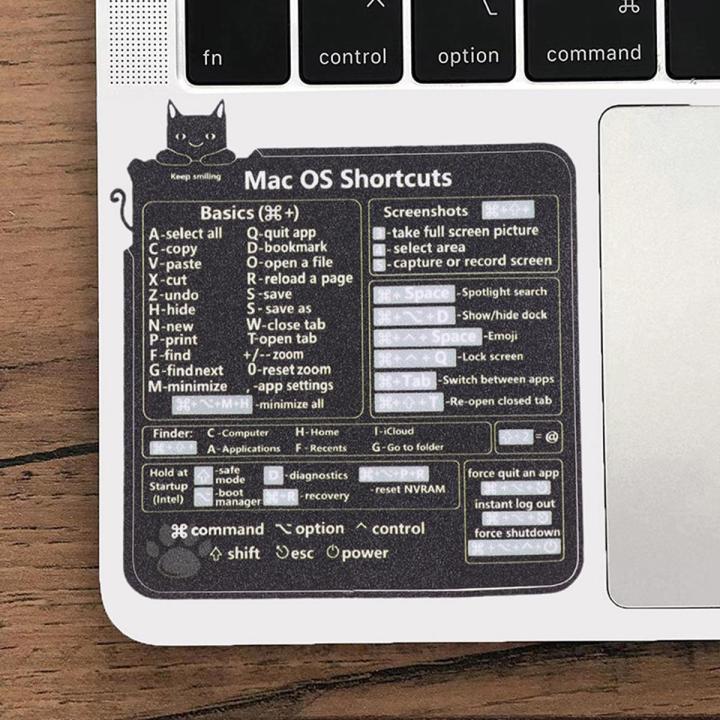 1PC Design for Mac OS System Keyboard Shortcut Sticker Black No residue ...
