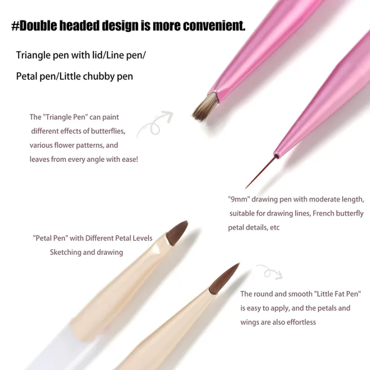 Double Headed Diy Painting Brushes For Nail Art Design Witn Pen Cover ...